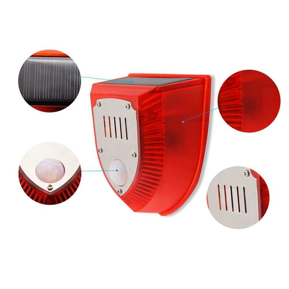 Автономная свето-звуковая сигнализация на солнечной батарее для дачи, дома, гаража, участка. С датчиком движения Warning Light