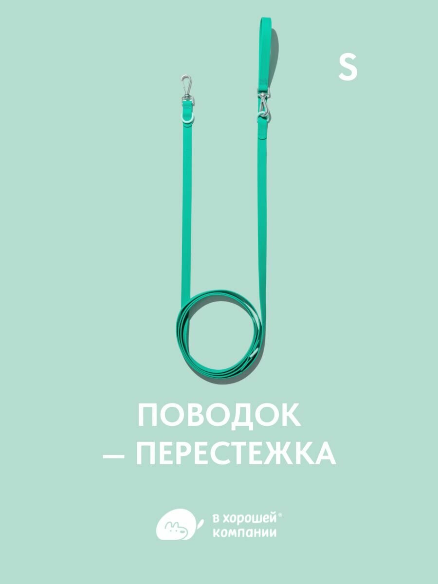 Поводок регулируемый для собак мелких пород и кошек, перестежка из неотана IN GOOD COMPANY (S / 3м / зеленый)