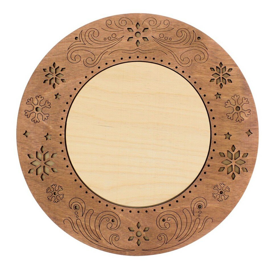 Щепка #ОР-317 Рамка круглая "Морозное кружево" малая, 22 х 22 см