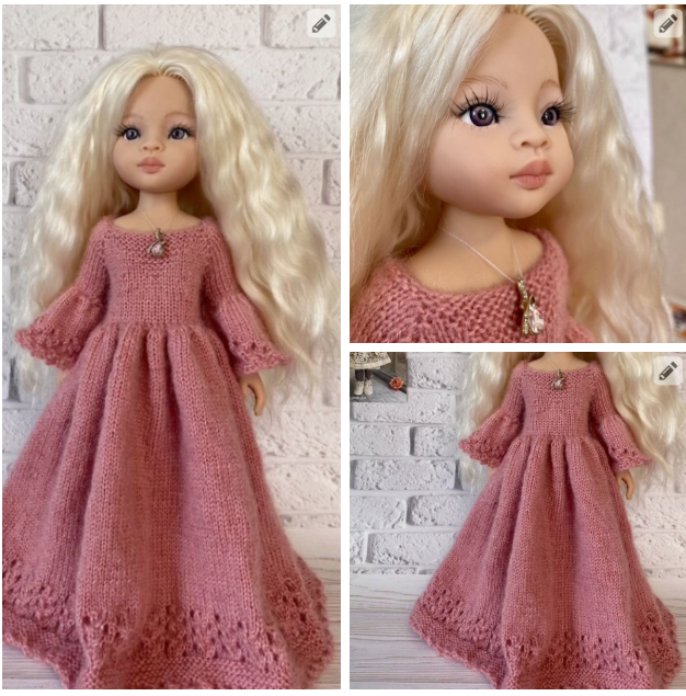 Платье паола рейне , рост 32 см. Платье для куклы. Эксклюзивная работа. Ангора.