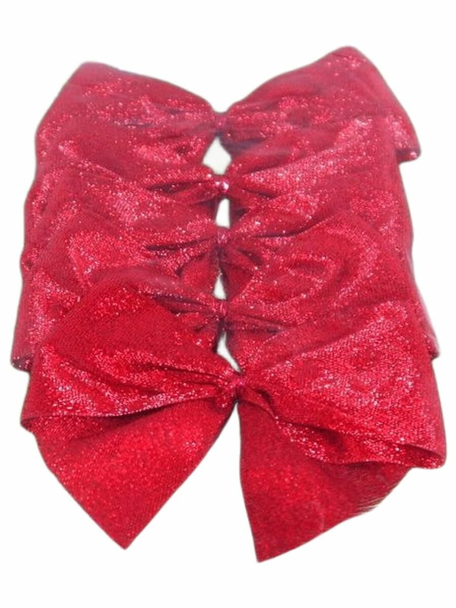 Ёлочная игрушка, Елочное украшение Набор "Бантики - 1" красные(5 шт.), ткань. Новогодние игрушки на елку.