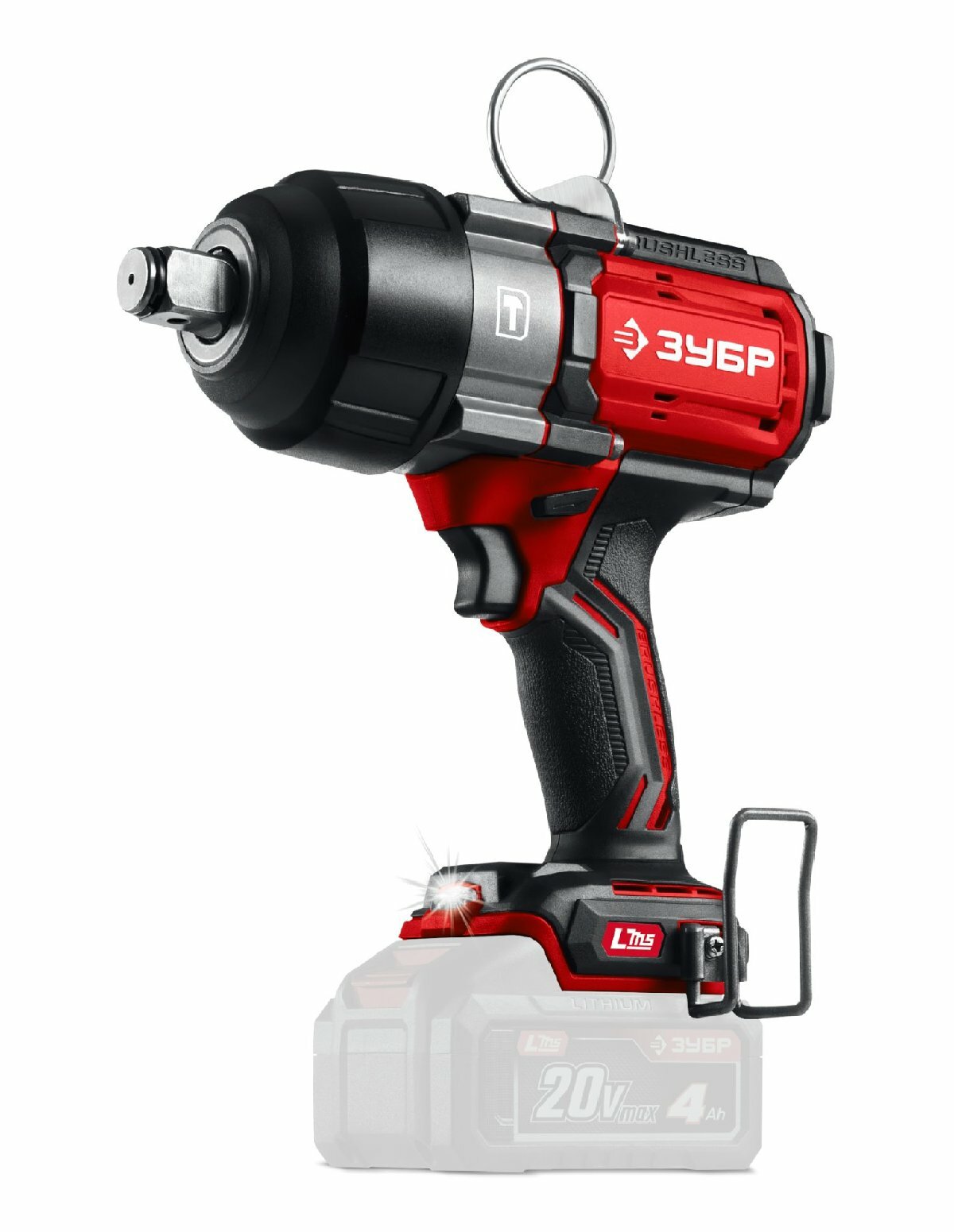 Бесщеточный ударный гайковерт ЗУБР 20 В 1000 Н·м без АКБ с квадратным патроном 3/4 дюйма для крепежа М6-М26 3 скорости