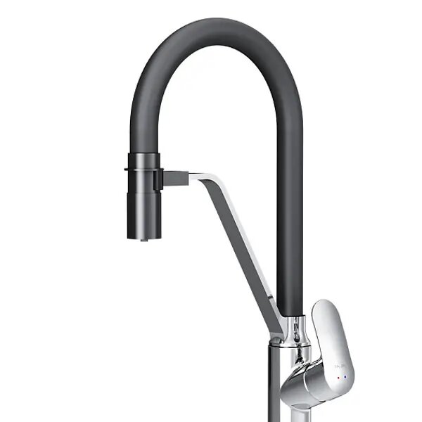 Смеситель кухонный Am.Pm Like высота 43 см с каналом для питьевой воды и гибким изливом цвет хром/черный