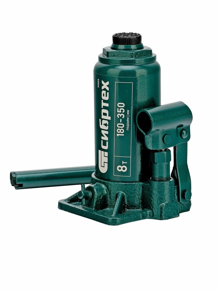 Домкрат СИБРТЕХ гидравлический бутылочный 8 т зеленый (50805)