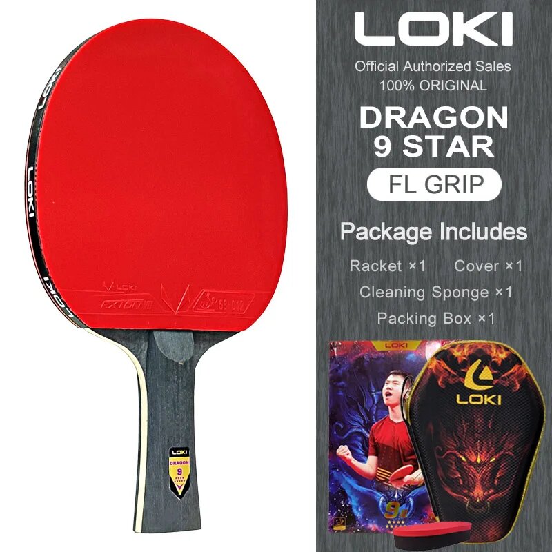Настольная теннисная ракетка LOKI 9 Star Professional с резиной RXTON 7 Long Grip - FL
