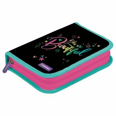 Пенал 1 отделение "So beautiful"1 откидная планка, полиэстер, черный "Berlingo"