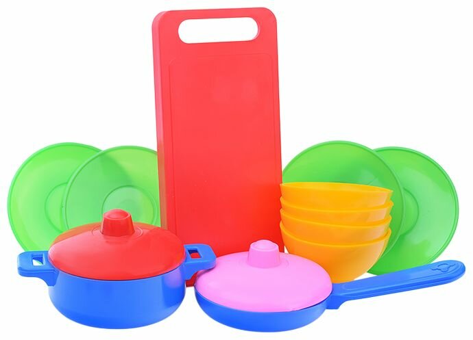 Детский игровой набор, готовим вместе, кукольная посуда, сюжетно-ролевой набор, юный повар, 17 элементов