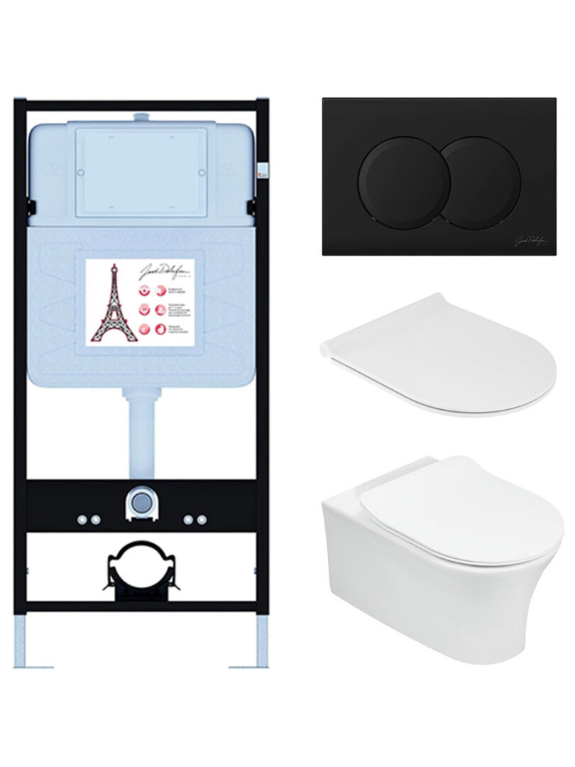 Комплект унитаз с инсталляцией и сиденьем микролифт Jacob Delafon Aleo E21731RU-BL безободковый