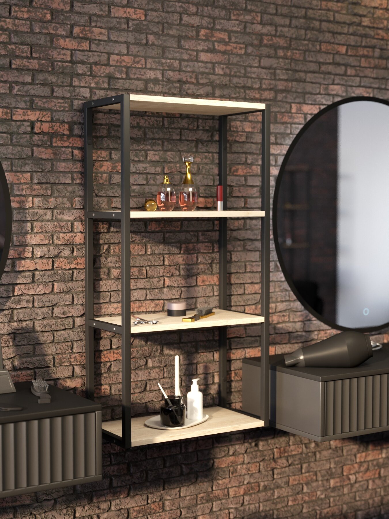 Полка настенная высокая лофт широкая