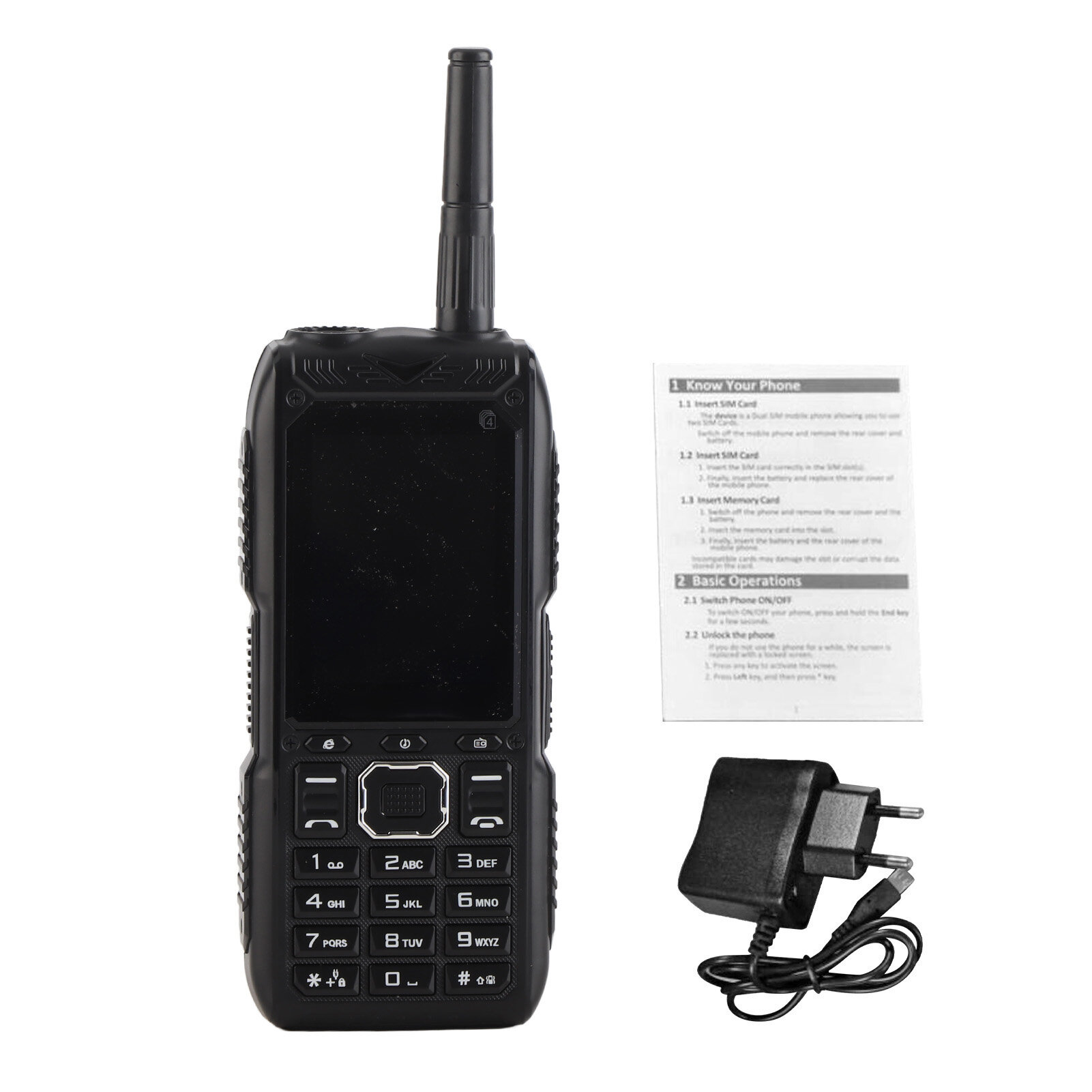 Разблокированный старший мобильный телефон 2G Retro Four Card Four Stortby 2400MAH аккумулятор Big Button Mobible с антенной для пожилых детей