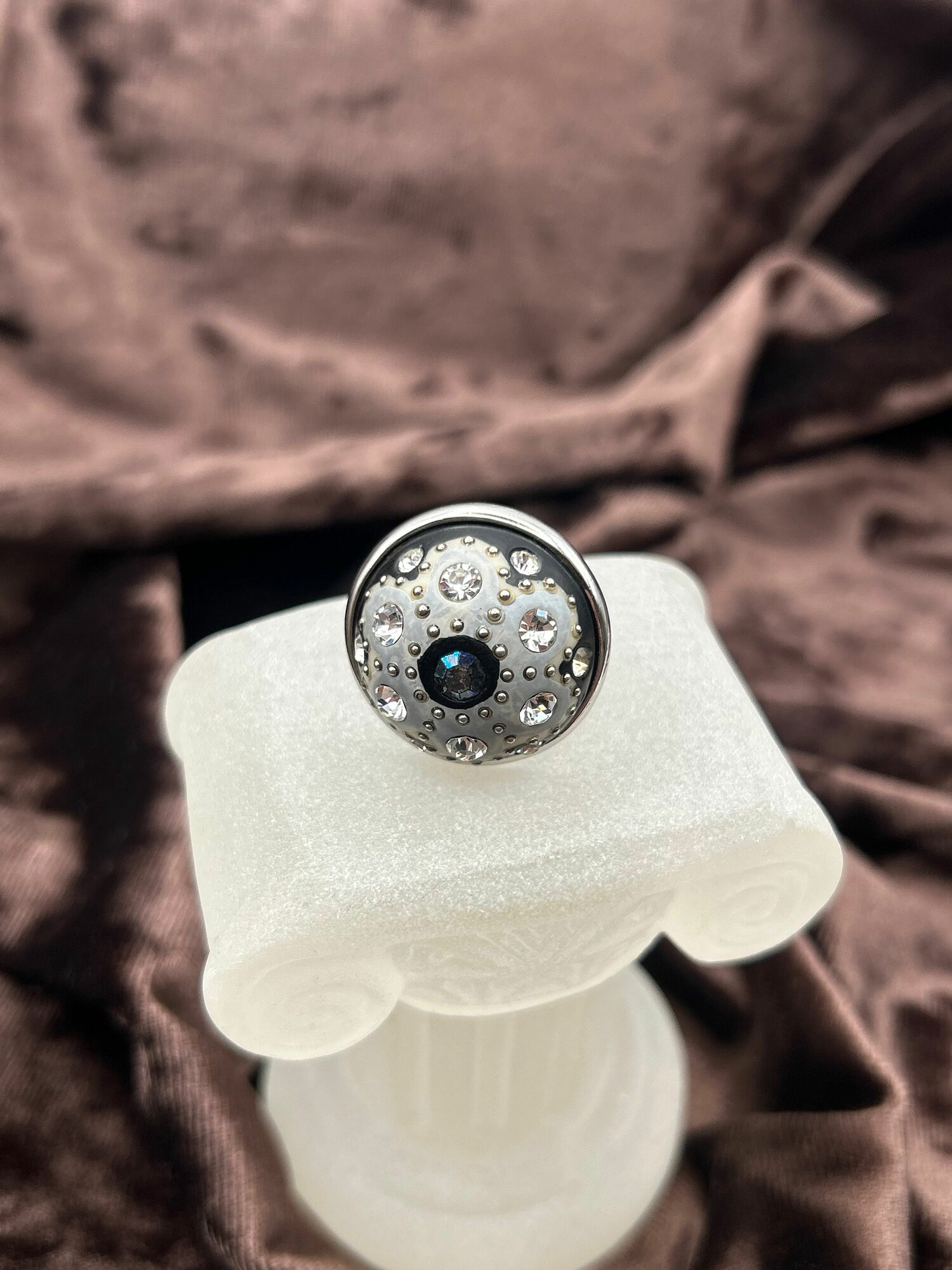 Винтажное кольцо, полимерная глина, ручная работа, размер регулируется