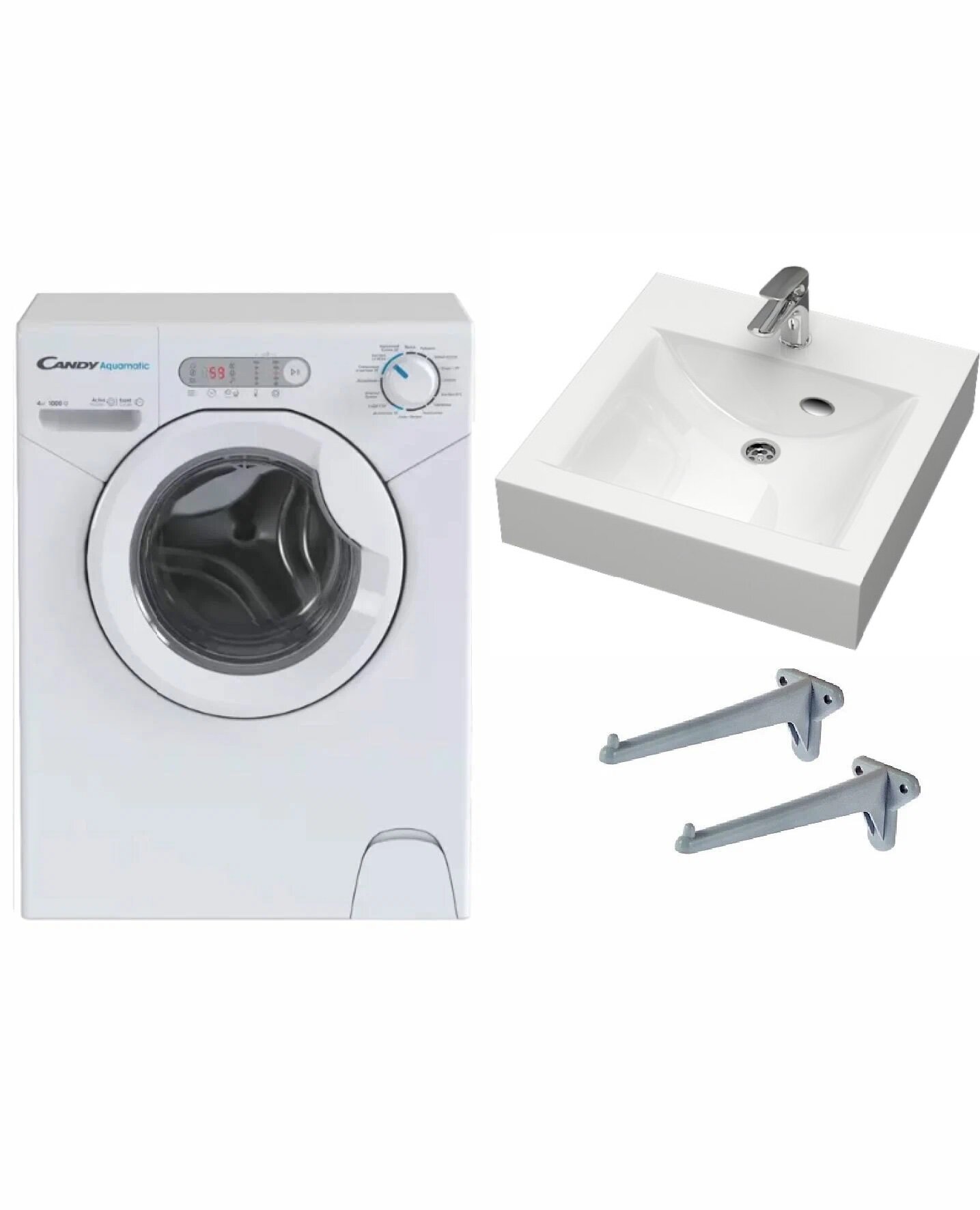 Мини стиральная машина под раковину Candy Aquamatic Tempo AQUA 1043D-07 с раковиной Ирен V57