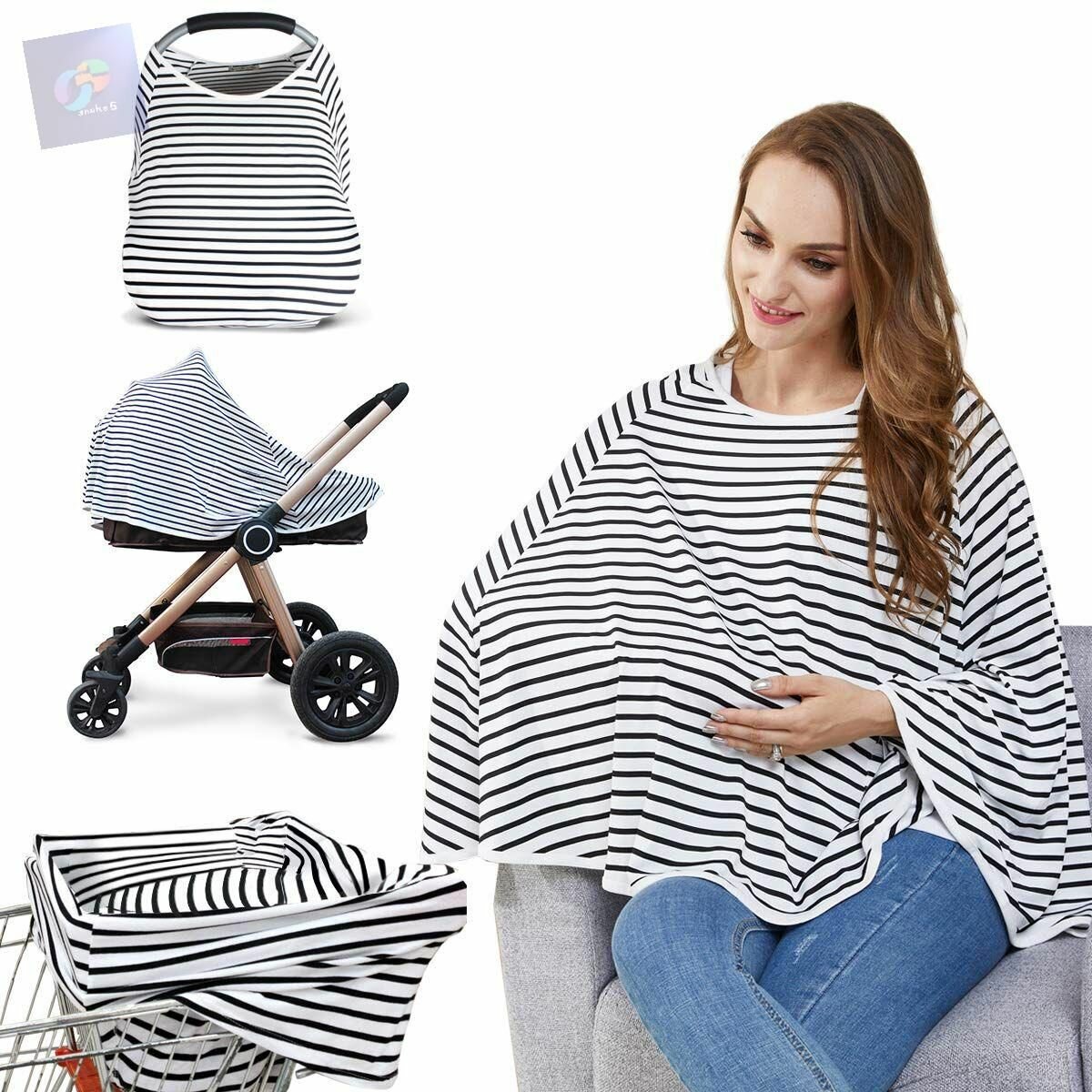 Eitopia Многофункциональная накидка-пончо 360 для кормления чехол для коляски, автокресла, подарок маме