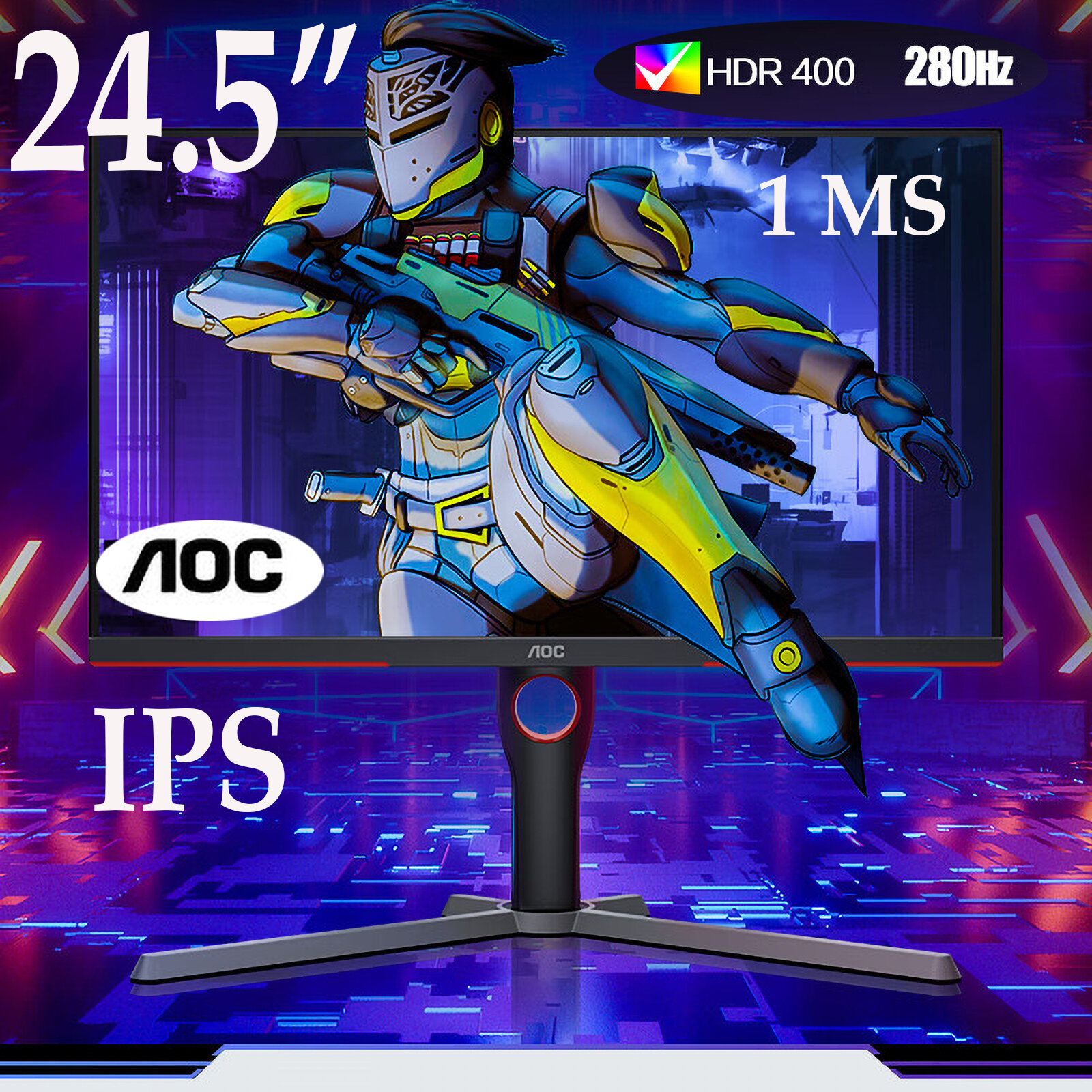 Монитор 24.5" AOC 25G3Z, Fast IPS, 240Hz, 1 ms, HDR400, 2 HDMI + DP