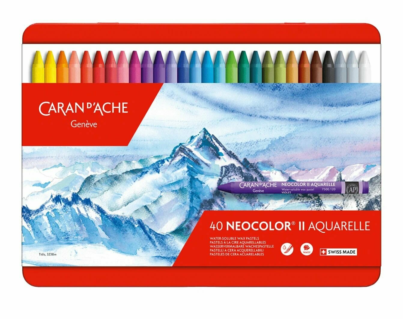 Мелки, акварельная пастель Caran D'Ache Neocolor II Aquarelle, 40 цветов