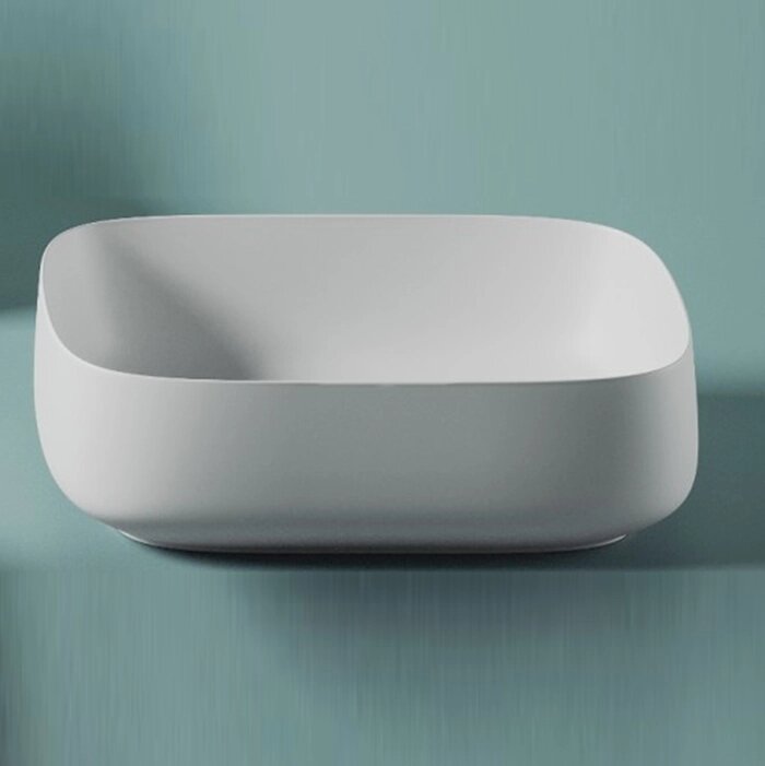 Раковина ArtCeram Cognac Quadro COL009 01 00 накладная, без отв, без перелива, на столешницу, Saniglaze, 56x41xh15.5 см, белый