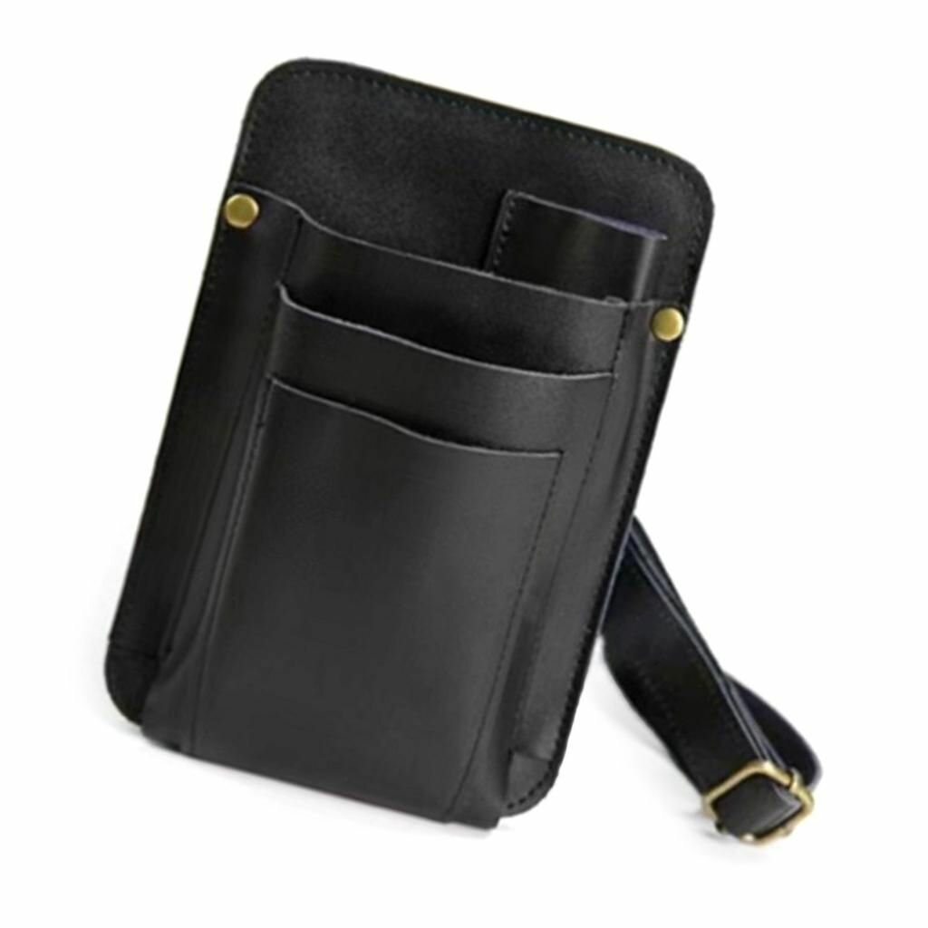 Диагональная сумка для инструментов из воловьей кожи черного цвета