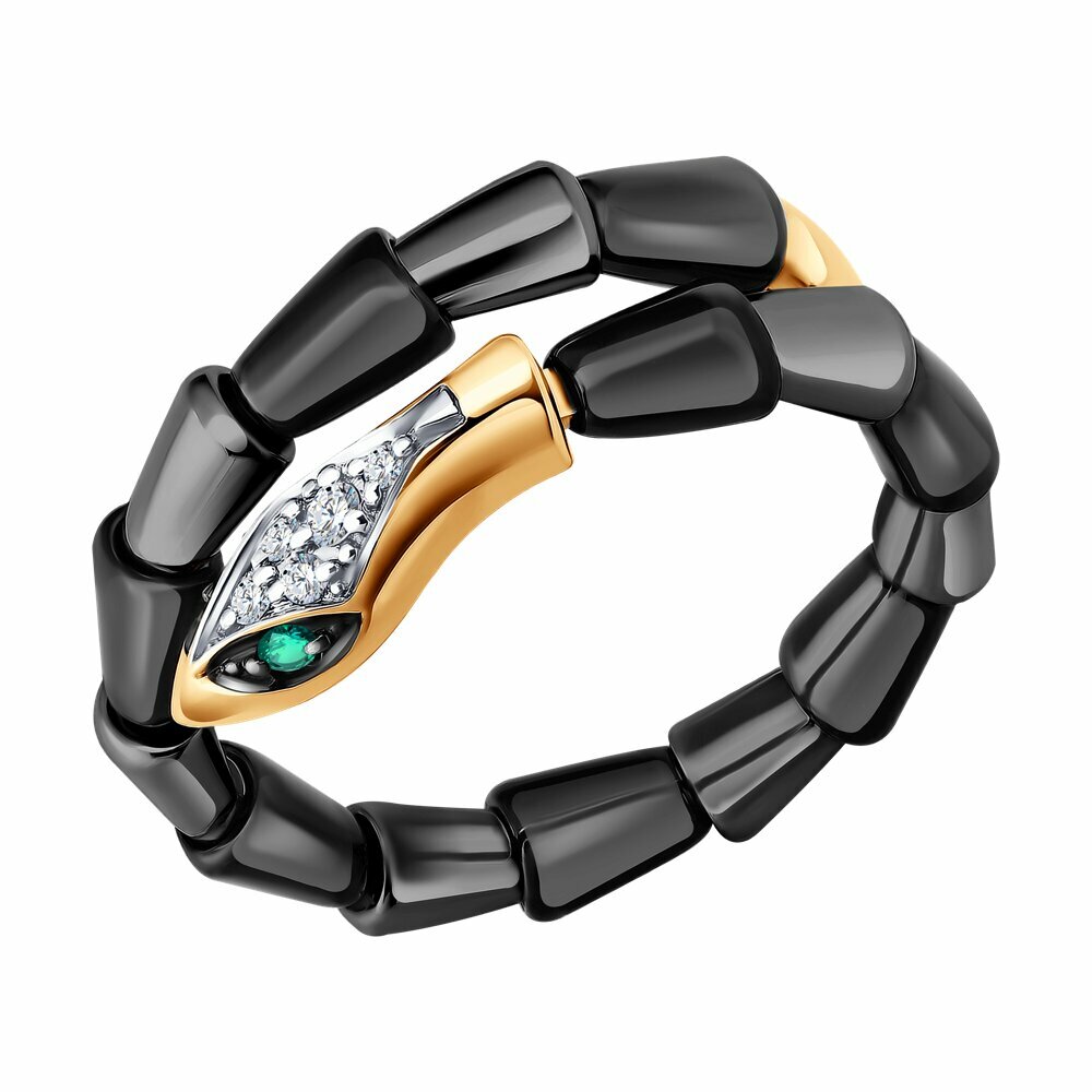 Кольцо, комбинированное золото, 585 проба