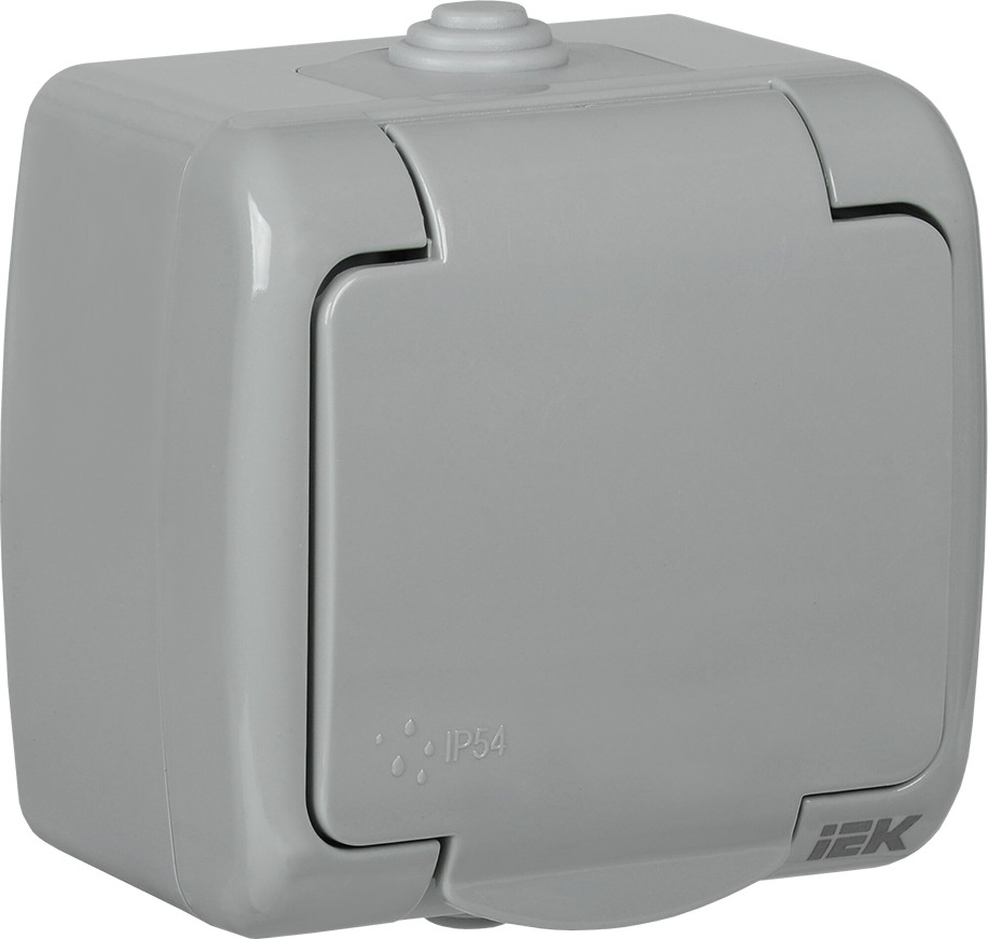 Розетка 1-местная для открытой установки РСш12-2-А с заземляющим контактом и крышкой 16А IP54 Aquatic IEK