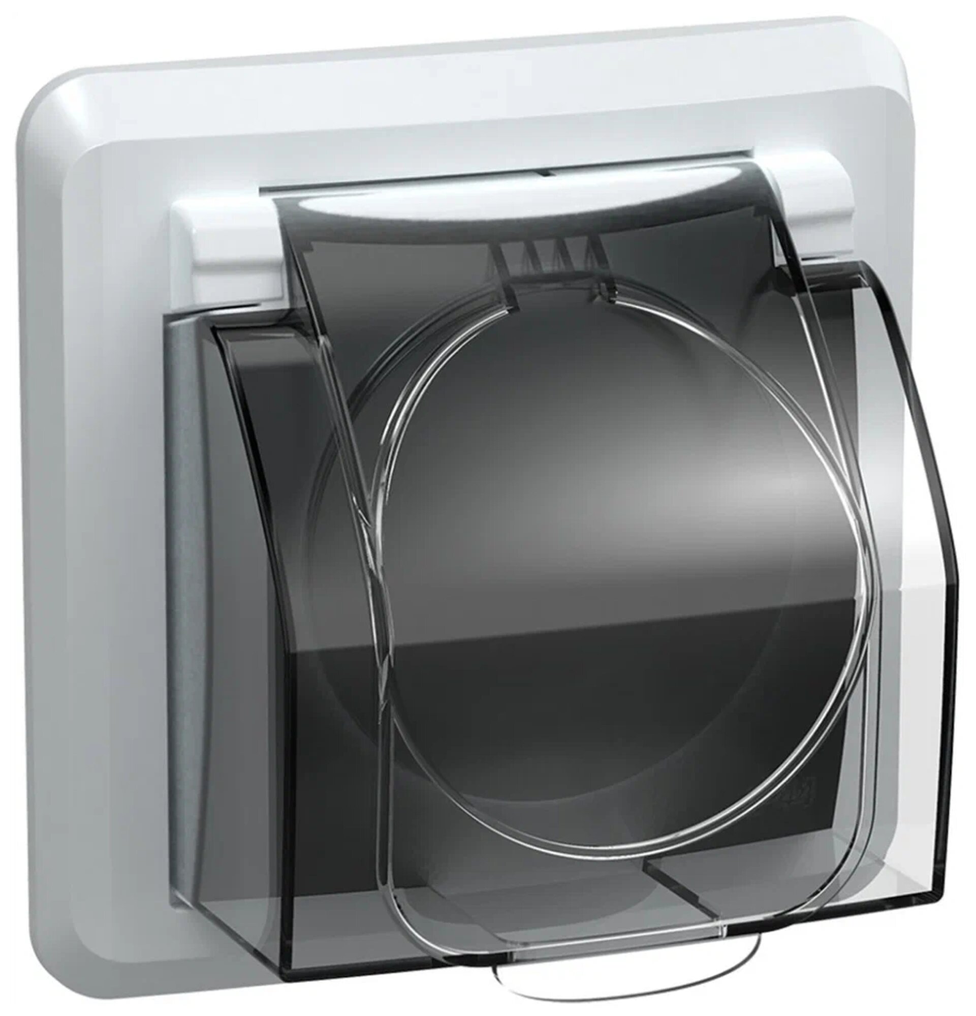 Розетка 1-местная РСбш10-3-ВБ с заземляющим контактом с защитной шторкой и крышкой 16А IP44 вега белый GENERICA