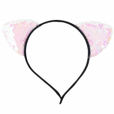 Ободок КНР "Ушки кошки", пайетки, цвет Перламутр