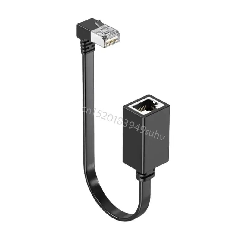Cat7 Ethernet удлинитель 15cm, черный, Bend down