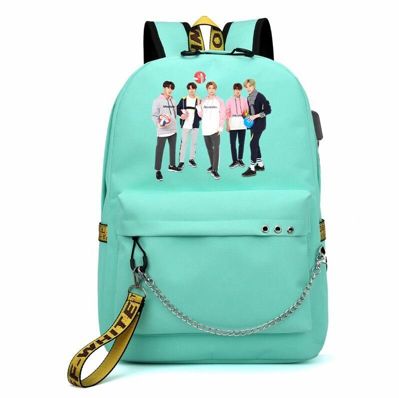 Рюкзак STRAY KIDS бирюзовый с цепью №3