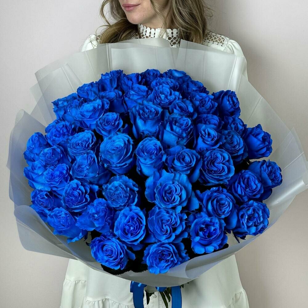 Букет из синих роз 51 шт красивый букет премиум букет премиум цветы