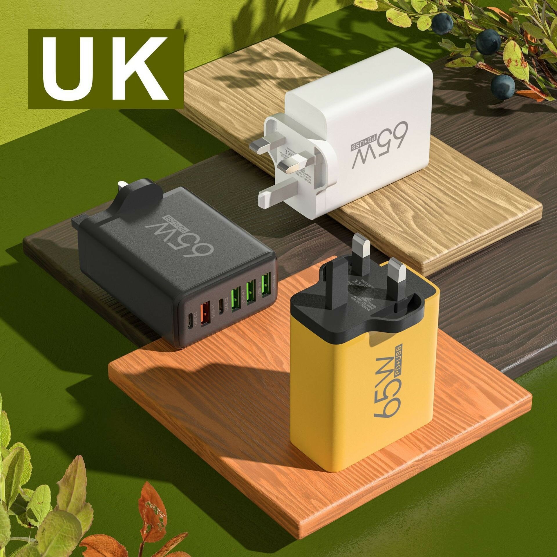 Сетевое зарядное устройство EU USB мощностью 65 Вт с быстрой зарядкой PD USB Type C, дорожный адаптер с 6 портами, блок питания для нескольких устройств