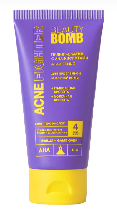 Пилинг-скатка для лица Beauty Bomb, Acne Fighter Aha Peeling, 40 мл