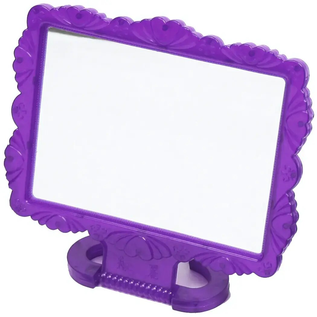 Зеркало настольное в пластиковой оправе «Резная окантовка», 15х12,5см, фиолетовое