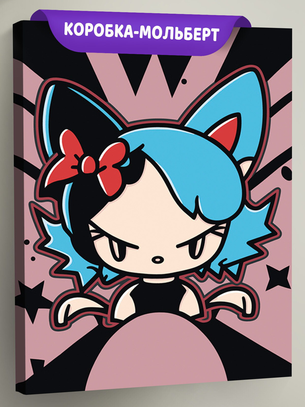 Картина по номерам на холсте с подрамником "Аниме Hello Kitty Хеллоу Китти: Куроми 3", Раскраска 40x50 см, Кошки Детские