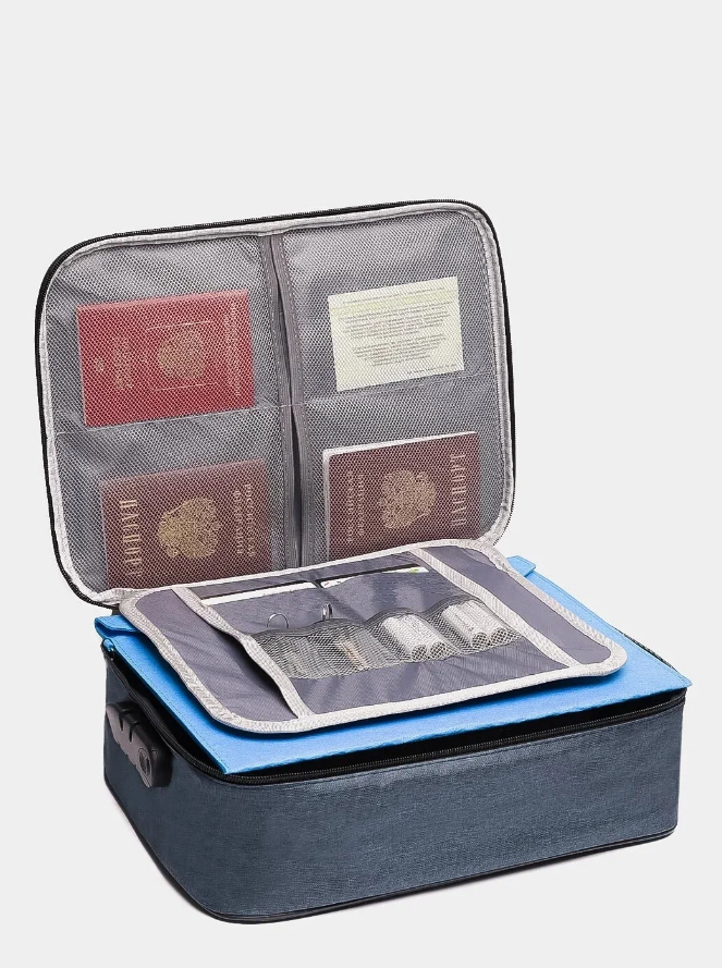 Органайзер для хранения документов и вещей с кодовым замком А4, синий