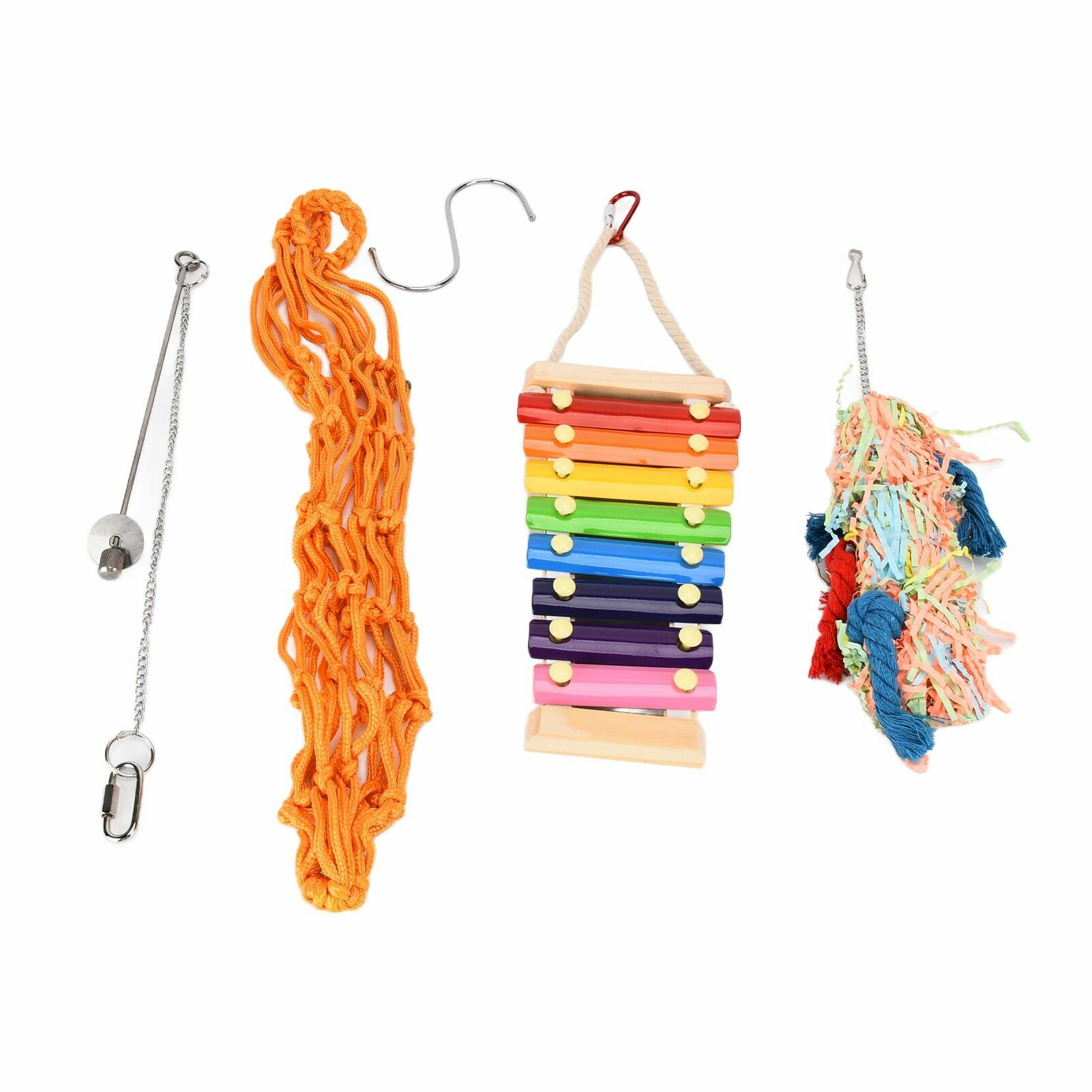 4 шт. игрушки для кур: ксилофон, сетка для пищи, подвесной держатель, игрушки для попугаев и кур