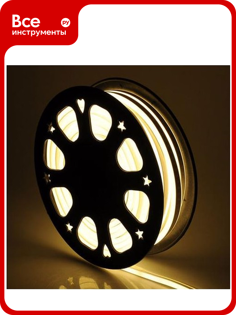 Светодиодная лента General Lighting Systems гибкий неон 50 м, 9,6Вт/м, 220В, 8мм, IP67, 3000К, теплый белый GLS-2835-120-9.6-220-NL-IP67-3 504013