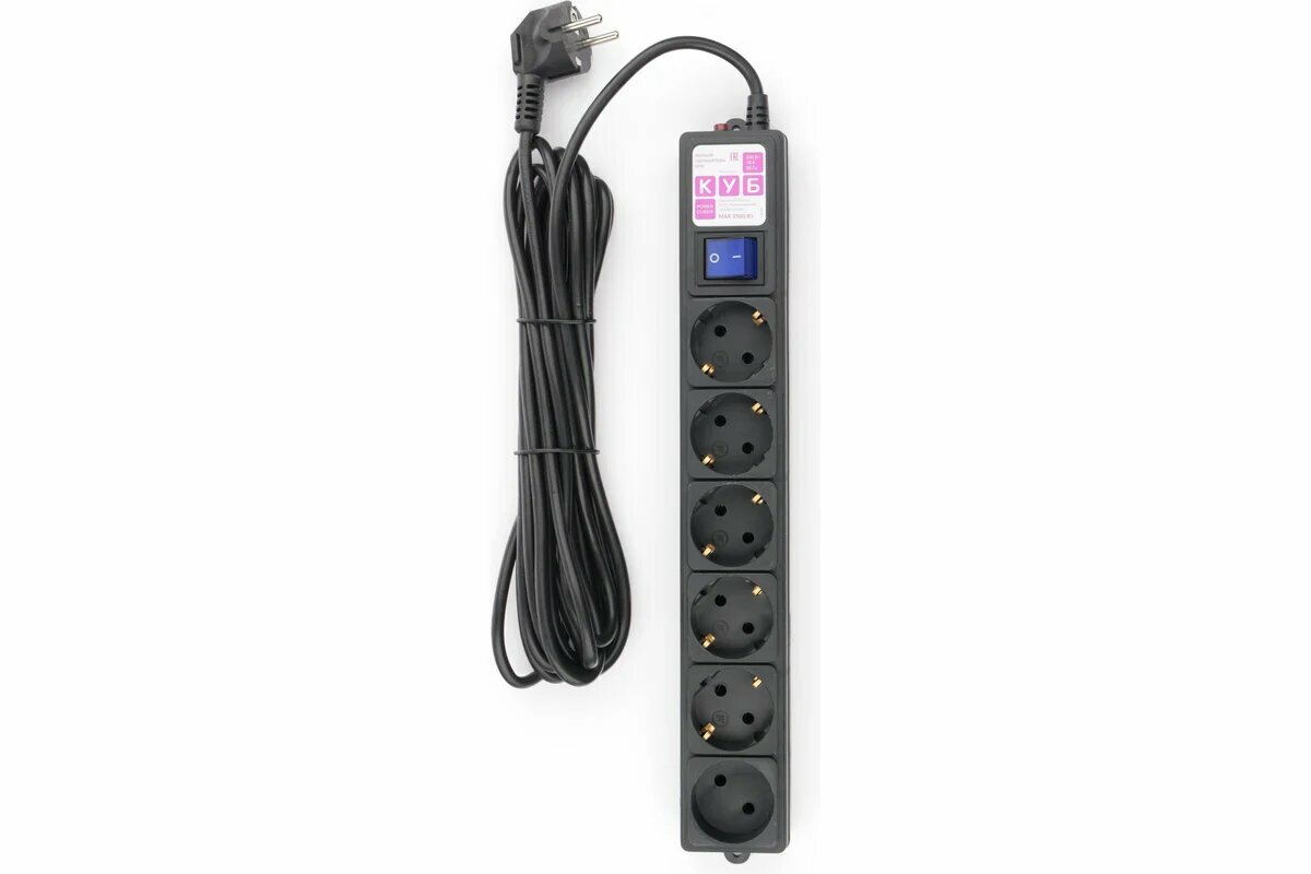 Сетевой фильтр Powercube SPG6-B2 5м (6 розеток) черный (коробка)