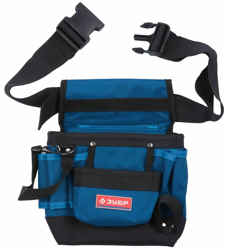 Поясная сумка ЗУБР нейлоновая, 9 карманов, держатель для молотка, для инструментов 38632