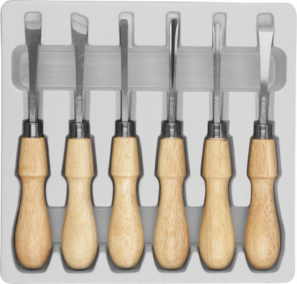 Фигурные стамески ЗУБР, 6 предметов, профессиональный инструмент 18373-H6