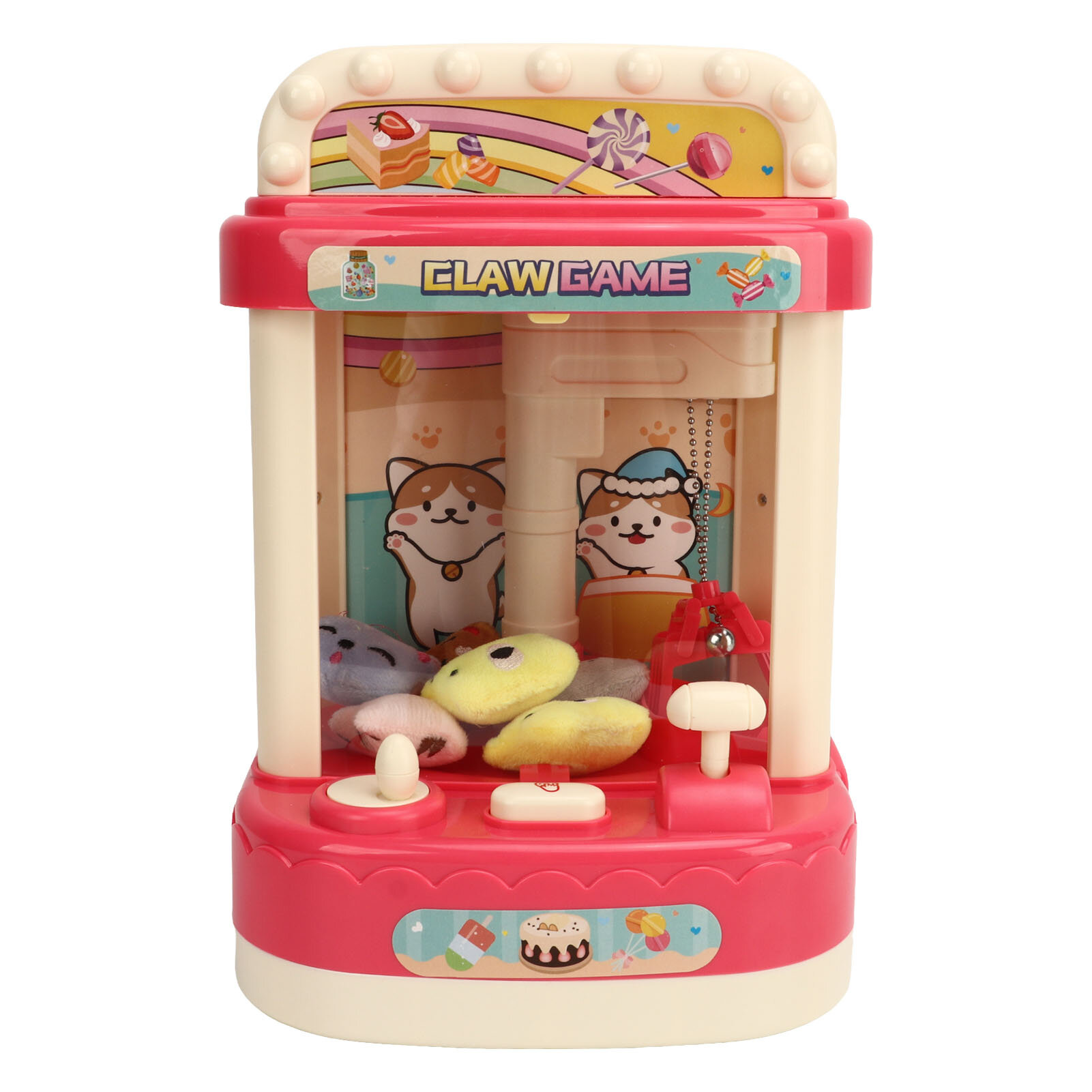 Мини-игровая автомат с музыкой, клешня для дома, подарки на Рождество и День Рождения, розовый