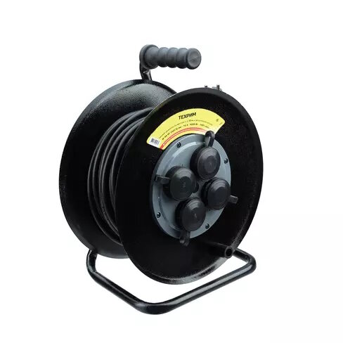 Техрим 51510-4*30_3*2,5_IP44KG Силовой удлинитель 4-х местный с/з 30 м на мет. катушке, КГ 3х2,5 16А 4000 Вт IP44