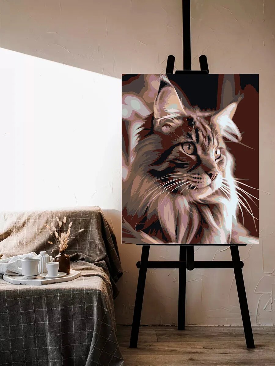 Картина по номерам Мейн-Кун Кошка Животное