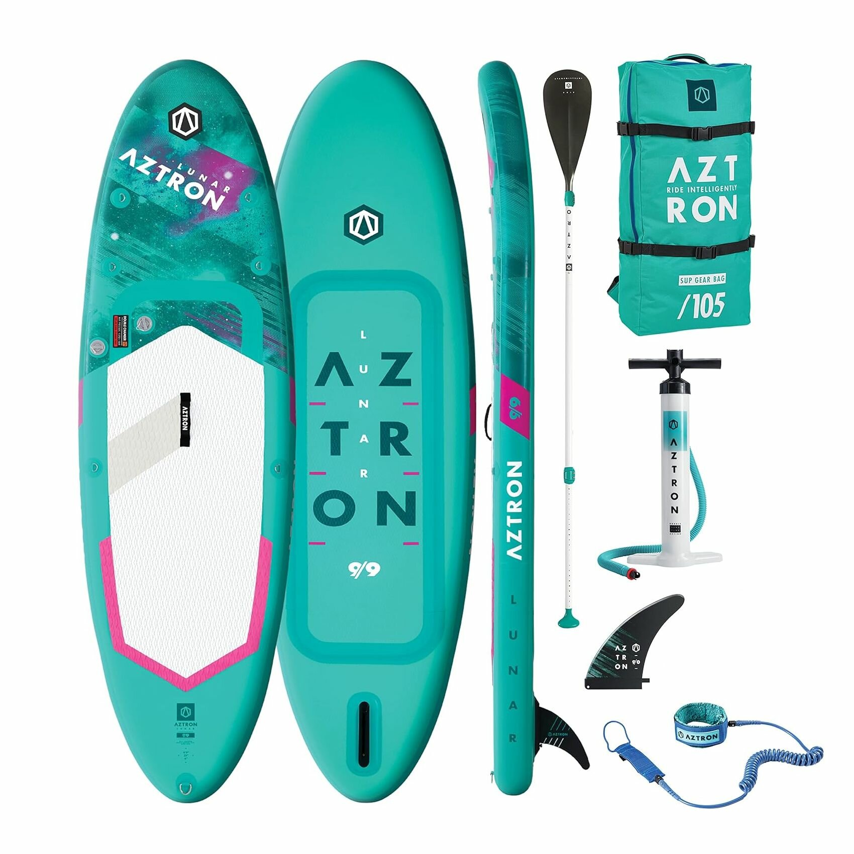 Надувная SUP-доска Aztron Lunar 9'9 (297х81х15 см), до 110 кг, универсальный сапборд для прогулок и отдыха