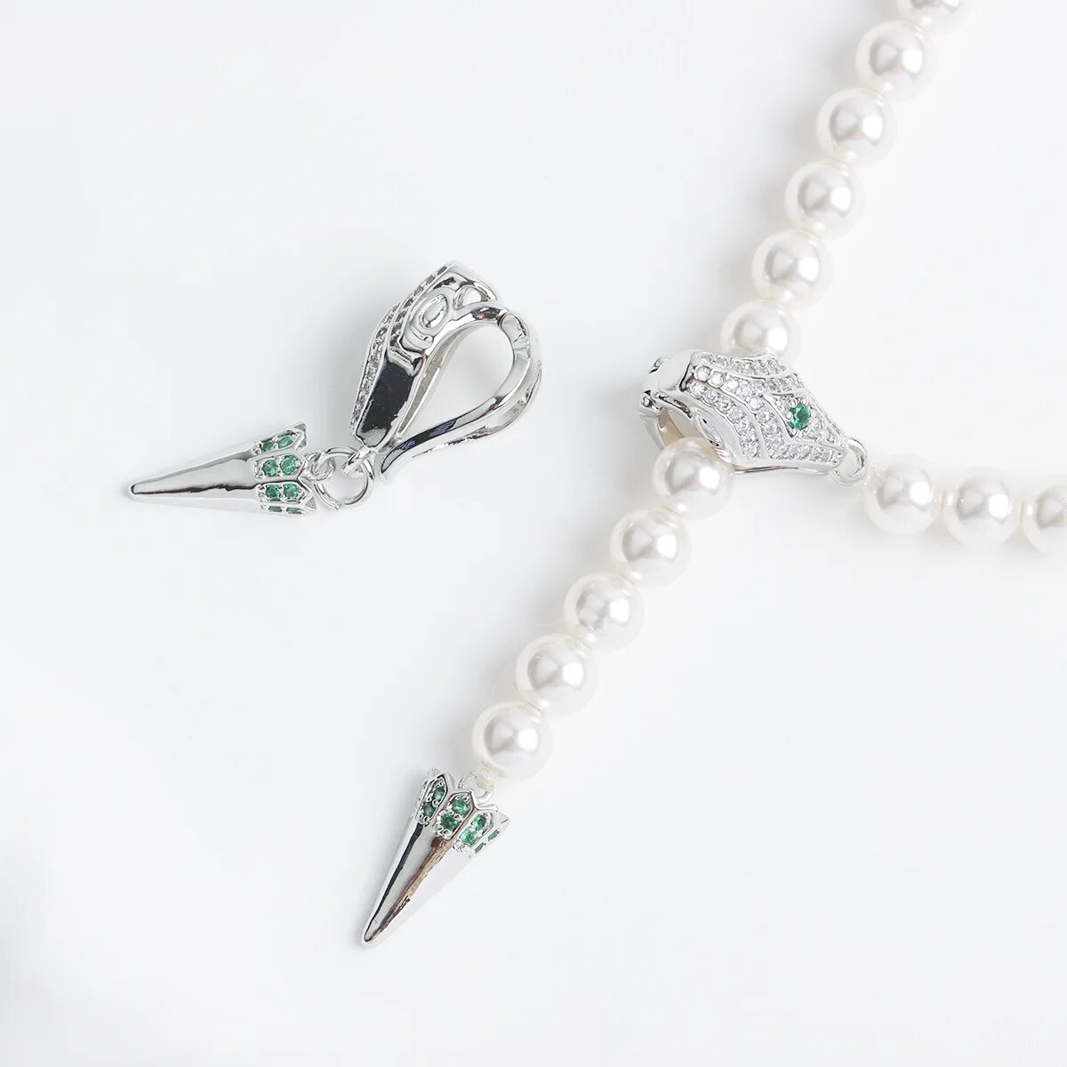 Цельный циркон в форме змеи с коротким хвостом, персонализированное жемчужное ожерелье, браслет, соединительная пряжка, ювелирные аксессуары «сделай сам»