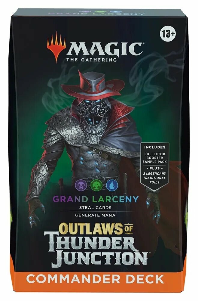 Magic: The Gathering Outlaws of Thunder Junction Commander Deck - Grand Larceny (100-Card Deck, 2-Card Collector Booster Sample Pack + Accessories)(Английский)