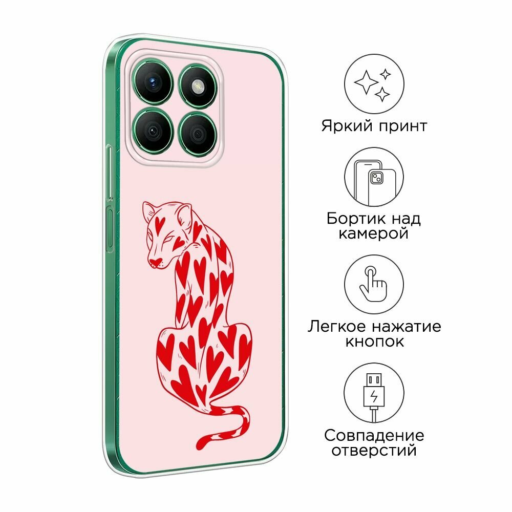 Чехол на Honor X8B / Хонор X8B с принтом "Heart panther 1 - 14 февраля" — фото 1