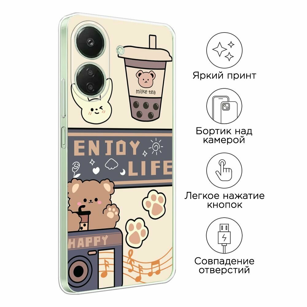 Чехол на Xiaomi Redmi 13C/Poco C65 / Сяоми Редми 13C/Поко С65 с принтом "Enjoy life 1" — фото 1