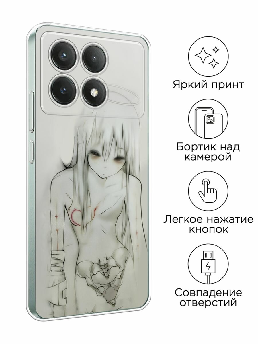 Чехол на Xiaomi Poco X6 PRO 5G / Поко X6 Про 5G с принтом "Аниме рисунок чёрно-белый" — фото 1