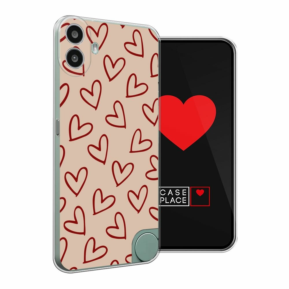 Чехол на CMF Phone 1 / CMF Фон 1 с принтом "Little hearts doodles 1 - 14 февраля" — фото 1