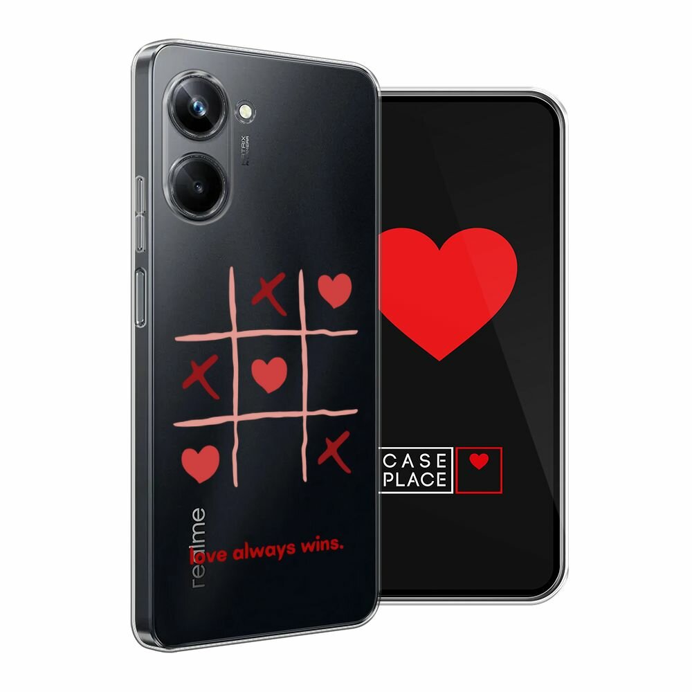 Чехол на Realme 10 Pro / Реалми 10 Про с принтом "love always wins - 14 февраля", прозрачный — фото 1