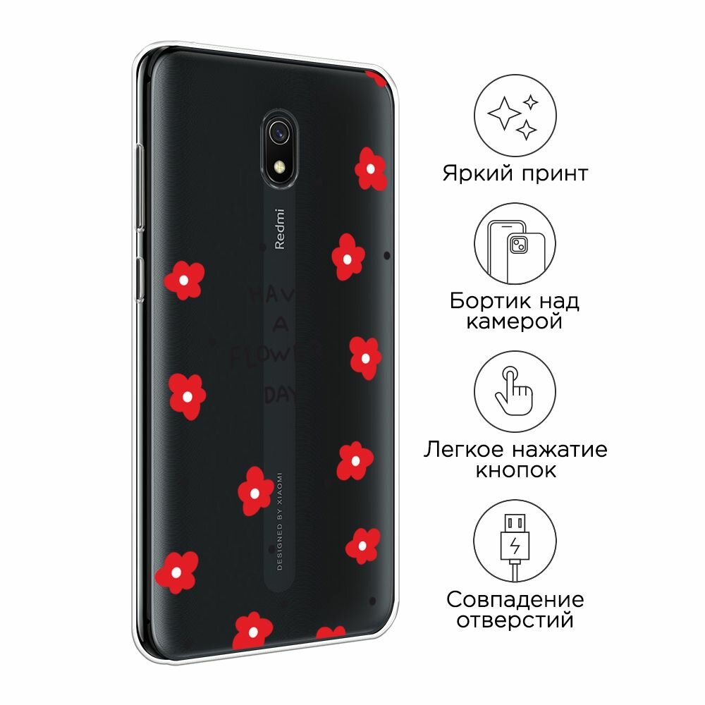 Чехол на Xiaomi Redmi 8A / Сяоми Редми 8А с принтом "Have a flower day 2", прозрачный — фото 1